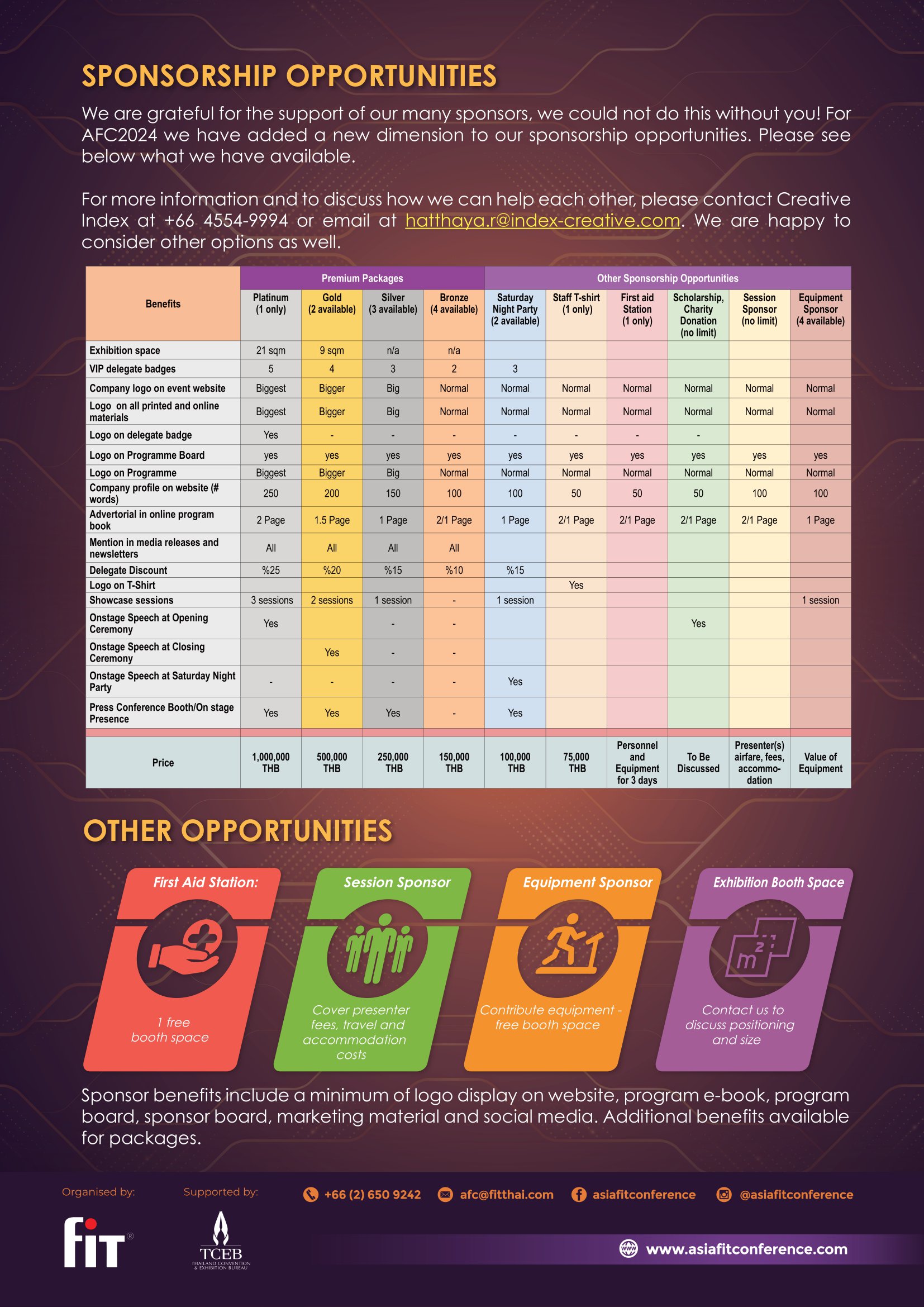 Sponsorship Opportunities - ASIA Fitness Conference 2024