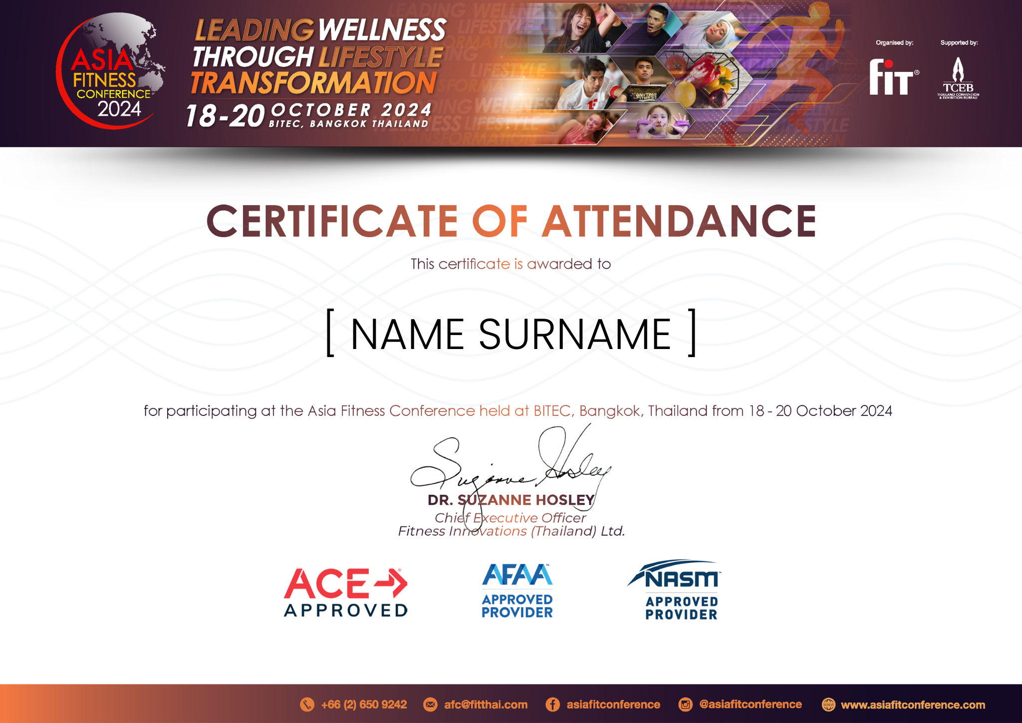 CECs and Certificates - ASIA Fitness Conference 2024